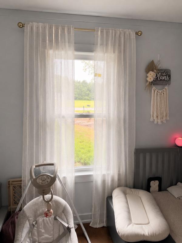 Exclusive Home 84-in Winter White Striped Sheer Rod Pocket Curtain ...