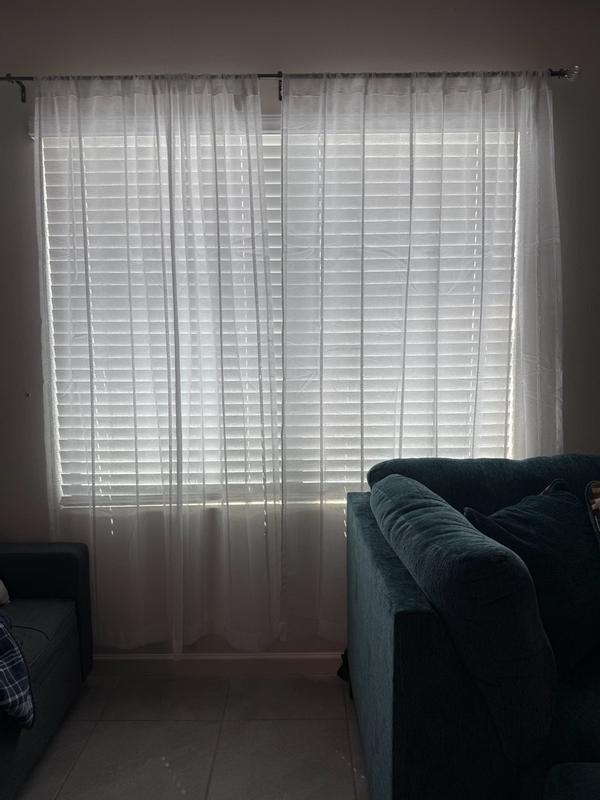 Exclusive Home 84-in Winter White Striped Sheer Rod Pocket Curtain ...