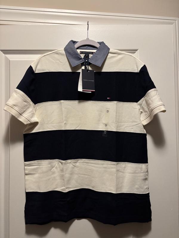 Tommy Hilfiger Men's Relaxed-Fit Stripe Rugby Polo - Macy's