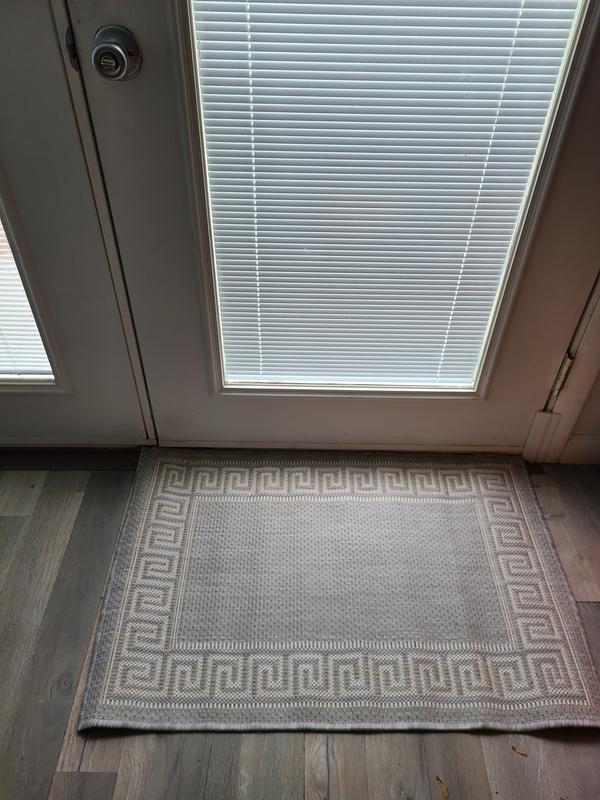 Tayse Eco 2 X 3 (ft) Gray Indoor/Outdoor Border Coastal Throw Rug ...