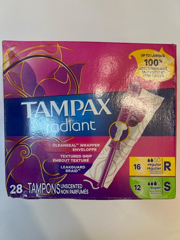 Tampax Radiant 🔥 FIVE (5) Tampax Pocket Radiant Tampons For ONLY