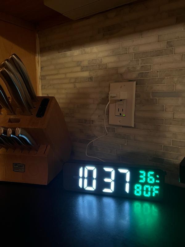 Unique Bargains Large Digital Clock Silent Non Ticking Modern Wall ...