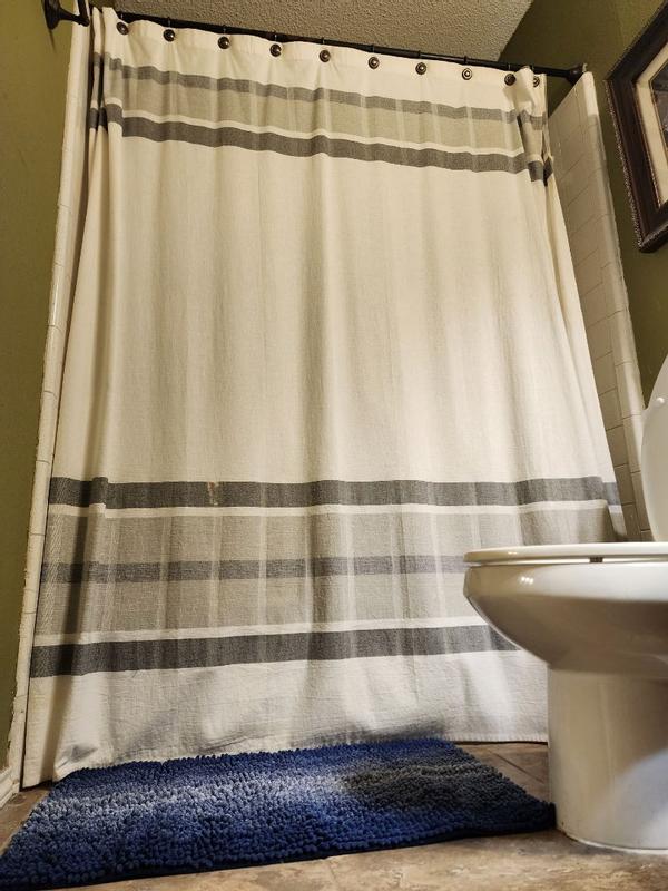 Unique Bargains Contrasting Color Striped Bathroom Rugs Non-Slip Plush ...