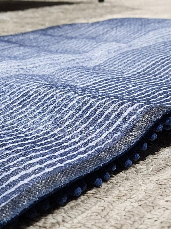 Unique Bargains Contrasting Color Striped Bathroom Rugs Non-Slip Plush ...
