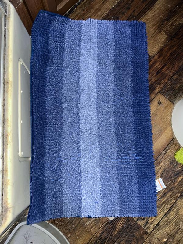 Unique Bargains Contrasting Color Striped Bathroom Rugs Non-Slip Plush ...