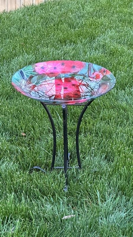 Teamson Home 20.94-in H Blue Glass Complete Birdbath 4010341 at Lowes.com