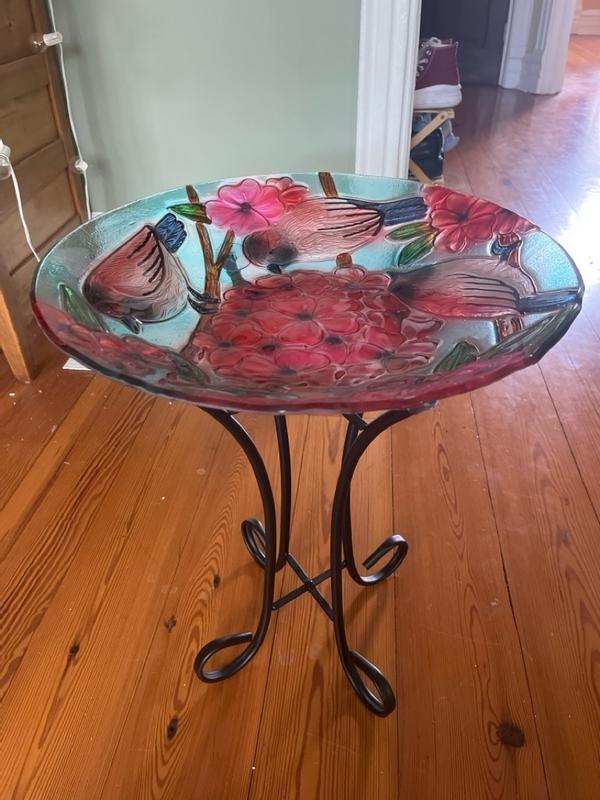 Teamson Home 20.94-in H Blue Glass Complete Birdbath 4010341 at Lowes.com