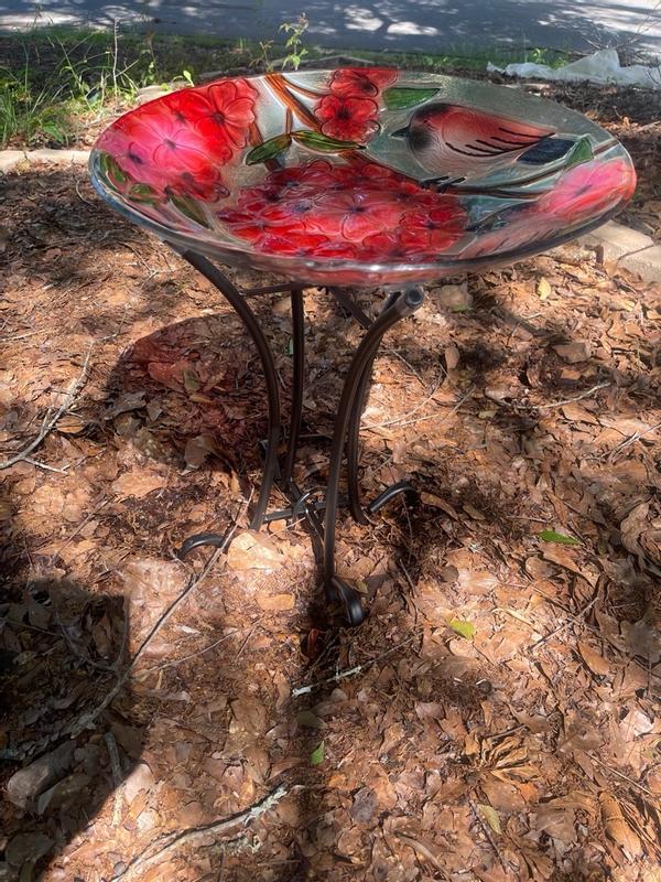 Teamson Home 20.94-in H Blue Glass Complete Birdbath 4010341 at Lowes.com
