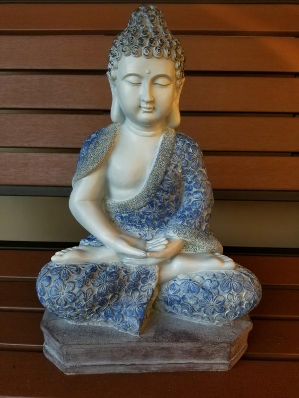 Techko Outdoor Solar Meditating Buddha with Integrated LED Spotlight at ...