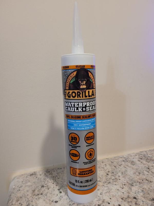Gorilla Waterproof Caulk and Seal 10-oz Multi-use Clear Silicone Caulk ...