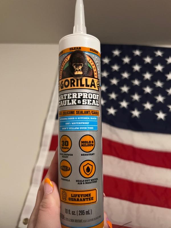 Gorilla Waterproof Caulk and Seal 10-oz Multi-use Clear Silicone Caulk ...