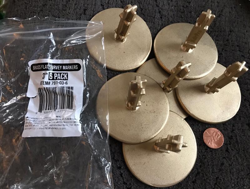 AdirPro 3 in Brass Flat Head Survey Marker 6-Pack Aluminum Mount at ...