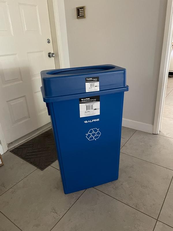 Alpine Industries 23 Gallon Blue Commercial Slim Indoor Recycling Bin ...