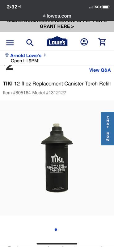 TIKI 12-fl oz Replacement Canister Torch Refill 1312127 at Lowes.com