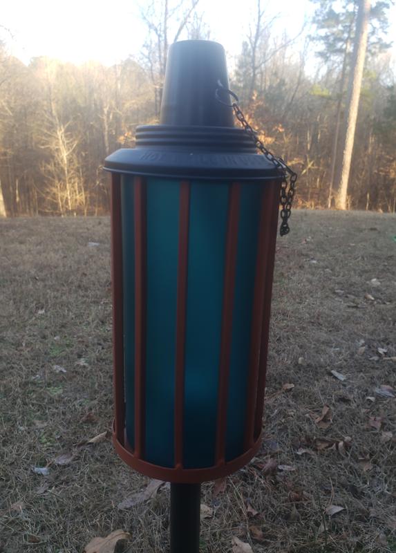 TIKI TIKI Torch Retro Stripe 2 Pack 2-Pack 1-in Blue Glass Garden Torch ...