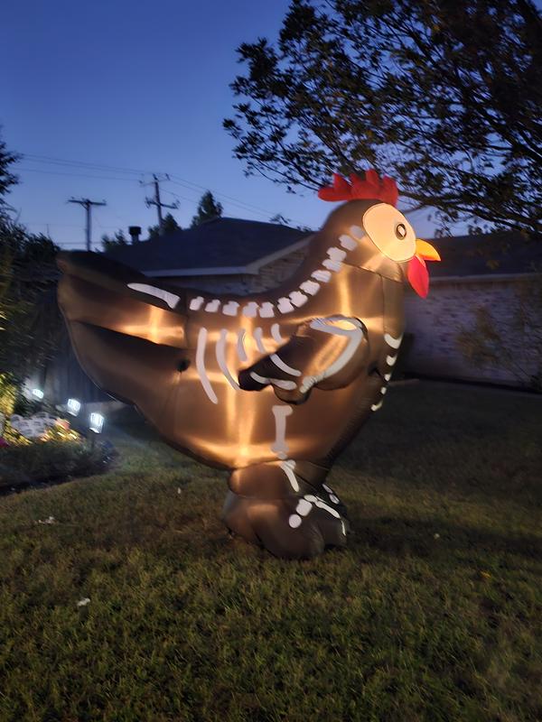 Gemmy8 ft. Indoor/Outdoor Skeleton Rooster Inflatable Halloween ...