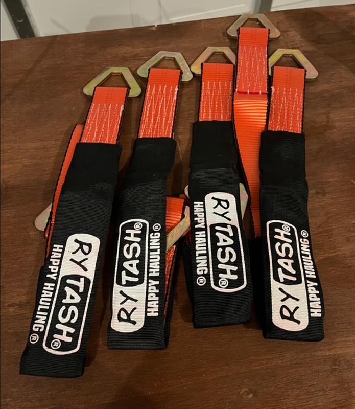 RYTASH 2 in. x 36 in. Commercial-Grade Tie Down Axle Strap with D-Rings ...