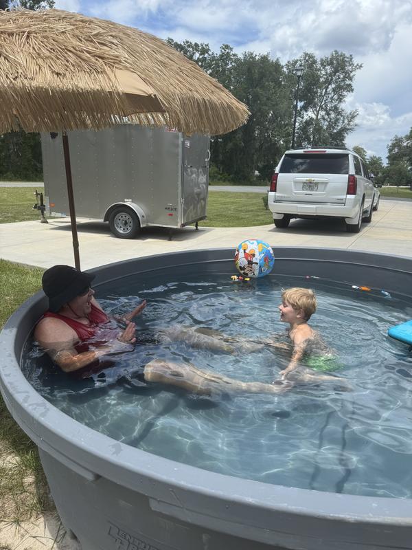 Century 1000 Gallon Poly Tank 9 ft. x 28 in. Round with Drain Grey at ...