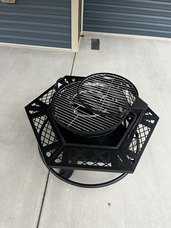 HeatMaxx Outdoor Wood Burning Fire Pit with Cooking Grill, 37.4 in ...