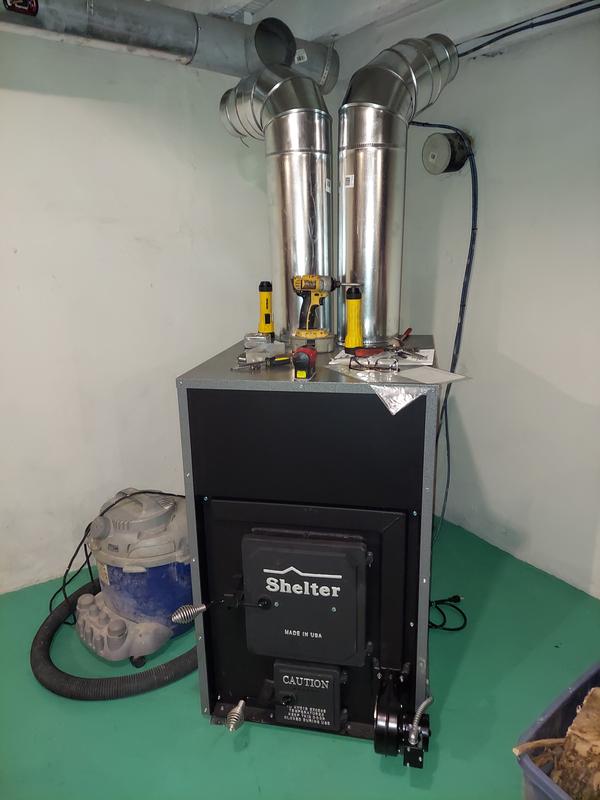 Shelter Wood-Burning EPA 2020 Indoor Furnace with Warm Air Furnace Tool ...