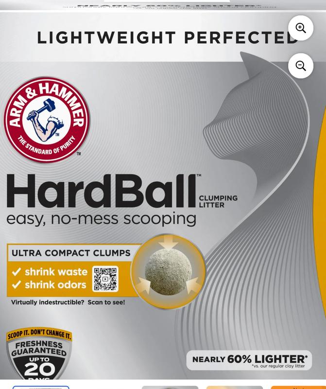Arm & Hammer Hardball Lightweight Cat Litter, Clumping, No Mess ...