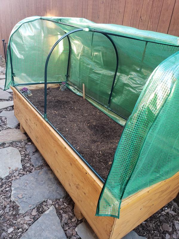 GroundWork 70.86 in. x 27.55 in. Green Raised Planter Greenhouse Topper ...
