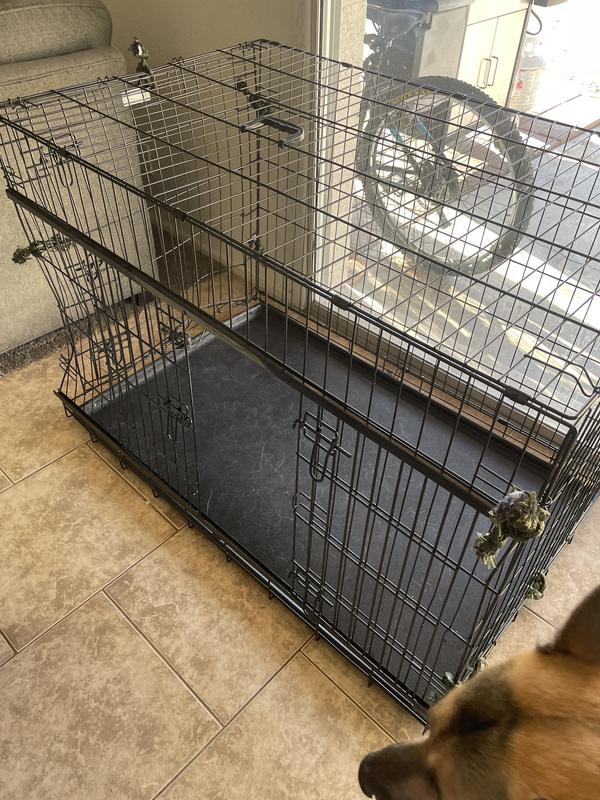 Lucky Dog Whisper Glide Sliding 2-Door Steel Dog Crate, Corner ...