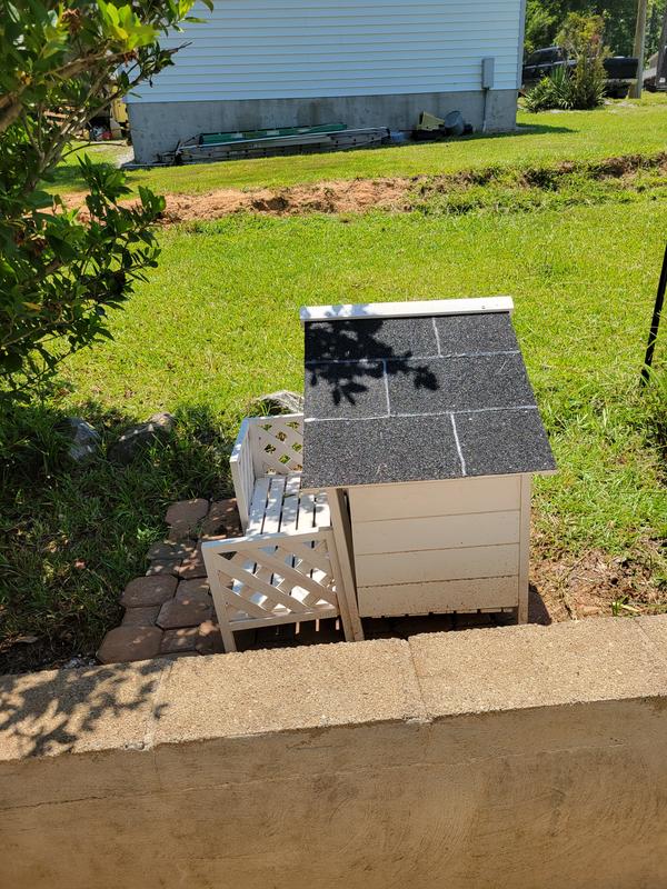 Critter Sitters Tall Raised Outdoor Wooden Pet House with Porch, White ...