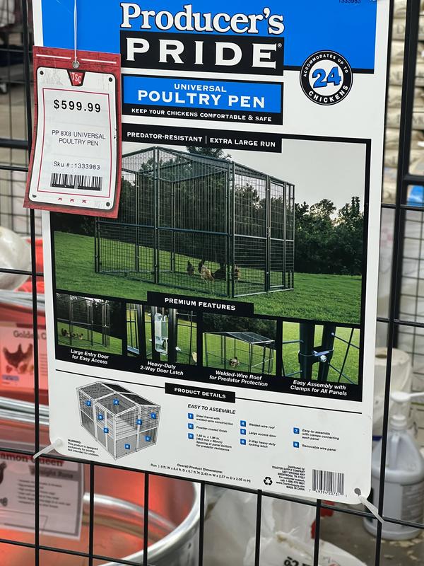 Producer's Pride Universal Poultry Pen, 24 Chicken Capacity, 8 ft. x 8 ...