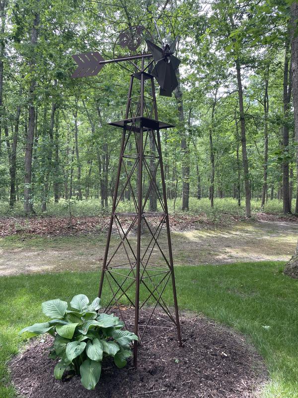 Red Shed 10 ft. Rustic Metal Windmill with Rooster, Rust, 10 ft. at ...
