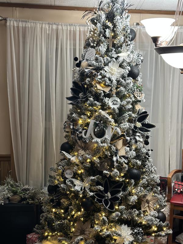 Fraser Hill Farm 7.5 ft. Pre-Lit Flocked Silverton Fir Artificial ...