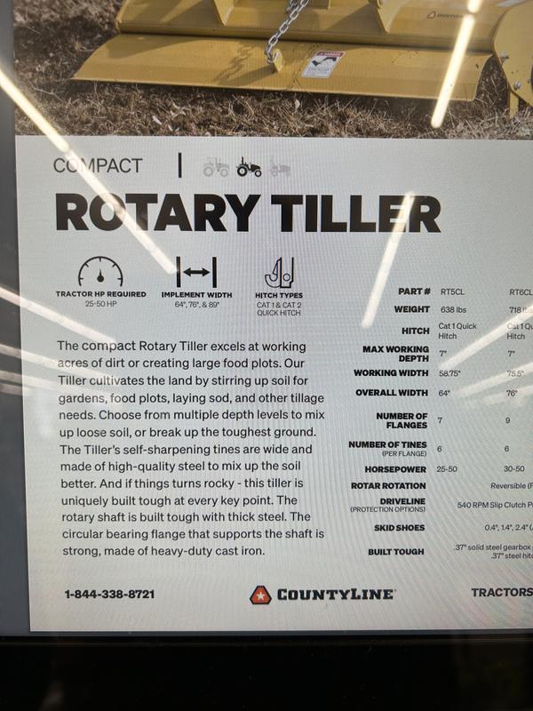 CountyLine 60 in. Rotary Tiller, Yellow at Tractor Supply Co
