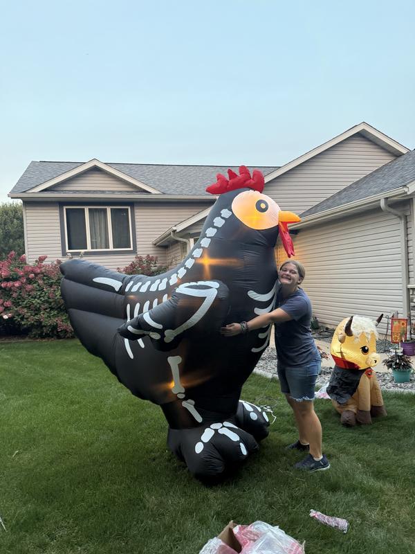Gemmy8 ft. Indoor/Outdoor Skeleton Rooster Inflatable Halloween ...