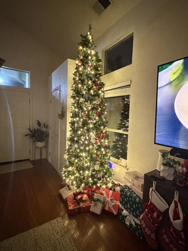 Nearly Natural 10 ft. Pre-Lit Slim Green Mountain Pine Artificial ...