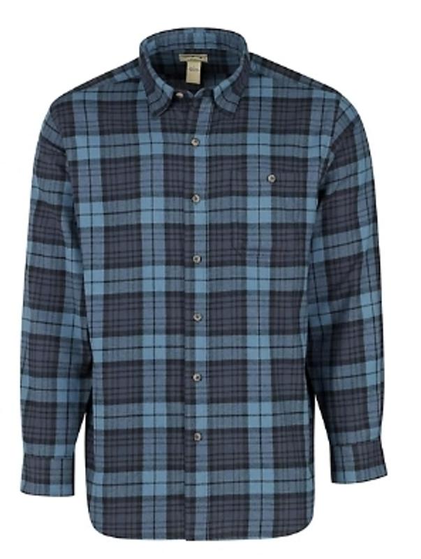 Blue Mountain Men's Long-Sleeve Button-Down Plaid Flannel Shirt at ...