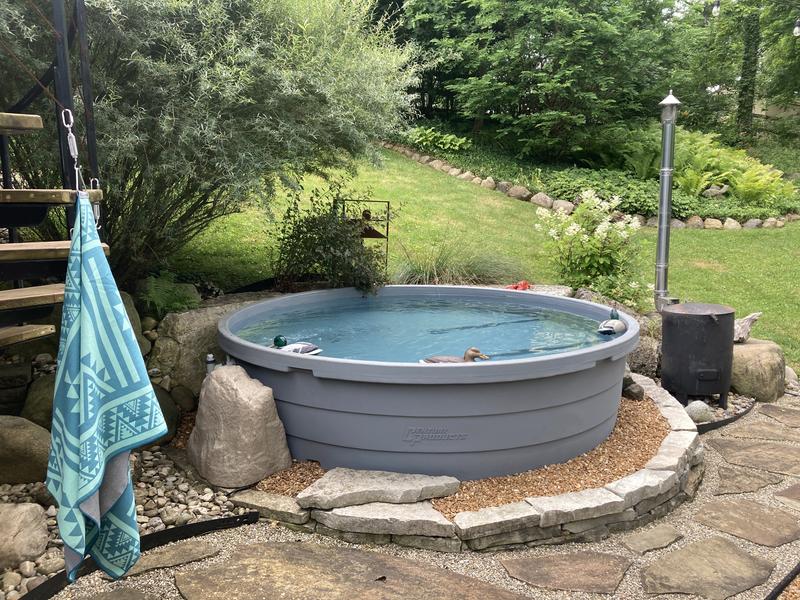 Century 1000 Gallon Poly Tank 9 ft. x 28 in. Round with Drain Grey at ...