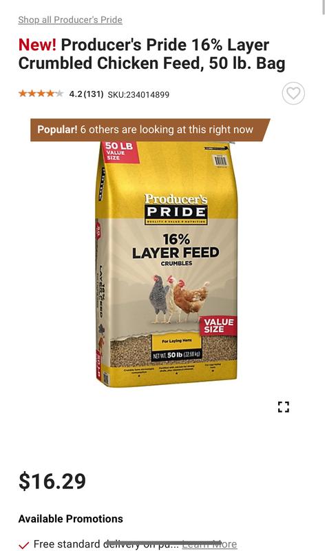 Producer's Pride 16% Layer Crumbled Chicken Feed, 50 lb. Bag at Tractor ...