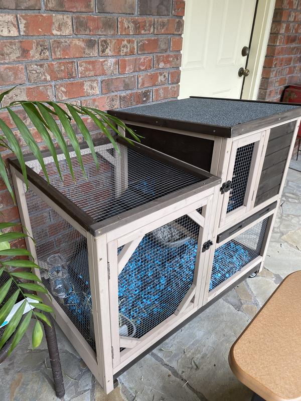 Aivituvin 2-Story Indoor/Outdoor Rabbit Hutch with Pull-Out Tray, Large ...