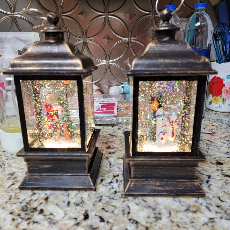 Gerson International Battery-Operated Lighted Black Lantern Framed ...