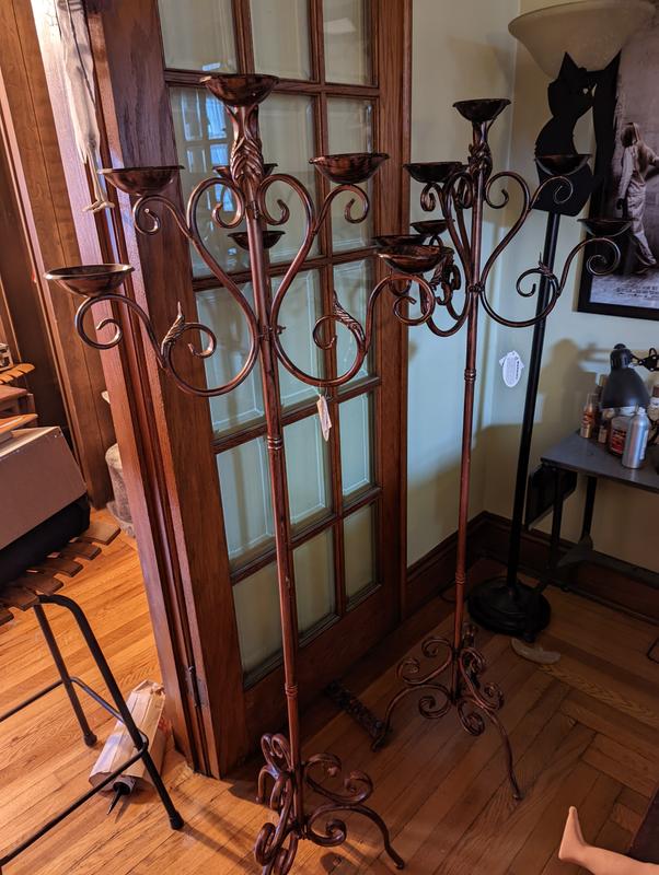 Harper & Willow Brown Metal Tall Candelabra with Scroll Designs 19" x ...