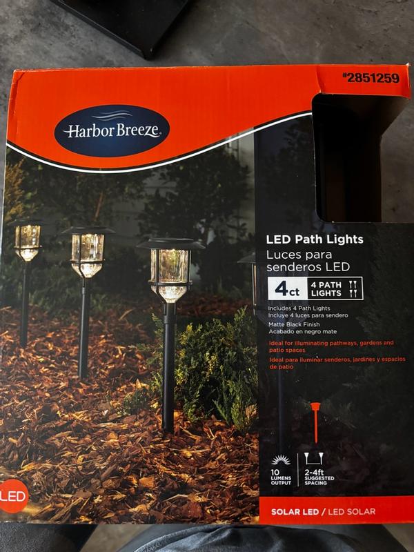 Harbor Breeze 4-Pack pathway light 10-Lumen Black Solar LED Outdoor ...