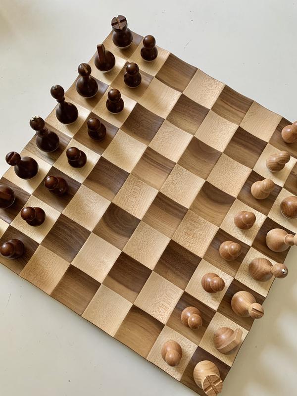 Umbra Wobble Walnut Wood Chess Set Metal and Wood Pieces 377601-656 ...