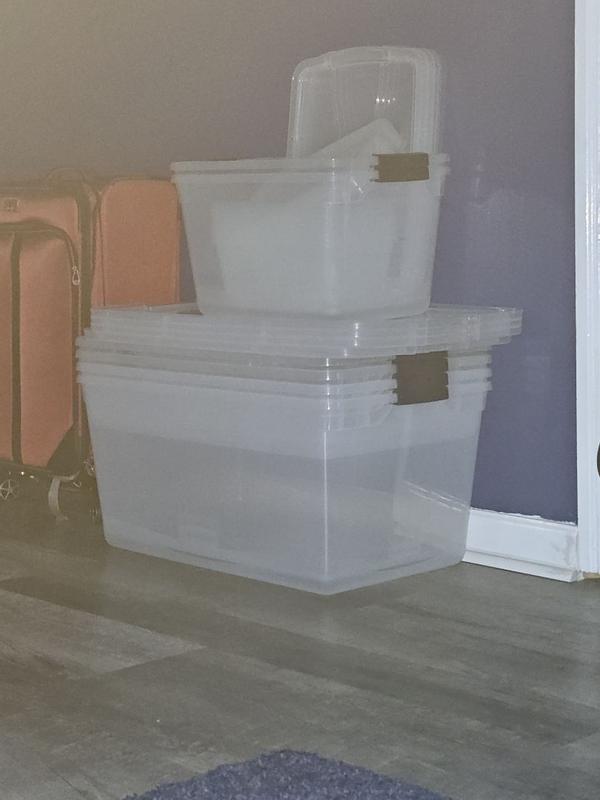 Rubbermaid 16 Pack Stackable Plastic Storage Bins with Snap Tight Lids ...