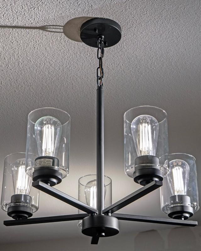 Cascadia Park Ridge 5 -Light Satin Nickel Indoor Clear glass Glass ...