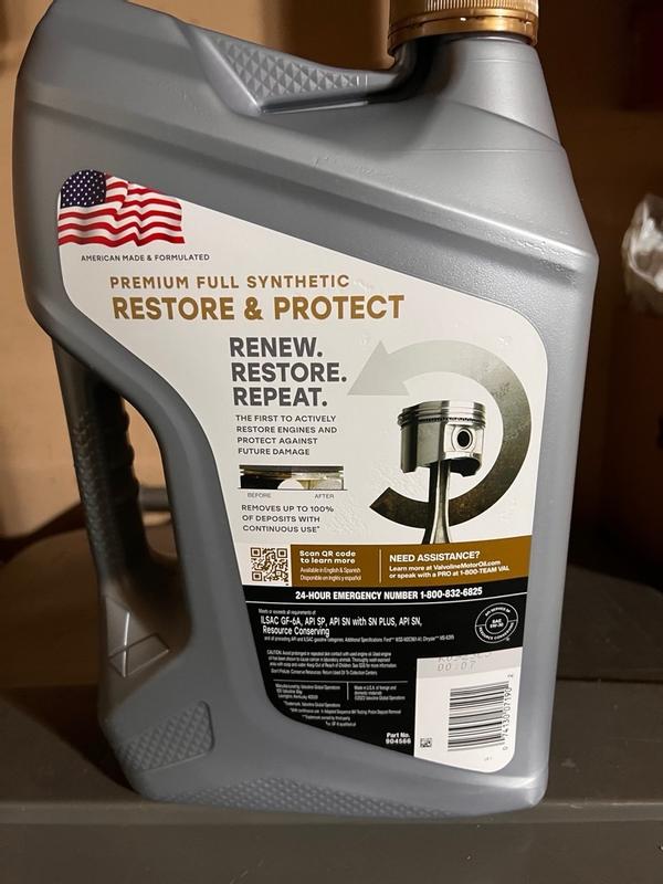 Valvoline Restore & Protect Full Synthetic Engine Oil 5W-20 5 Quart Reviews