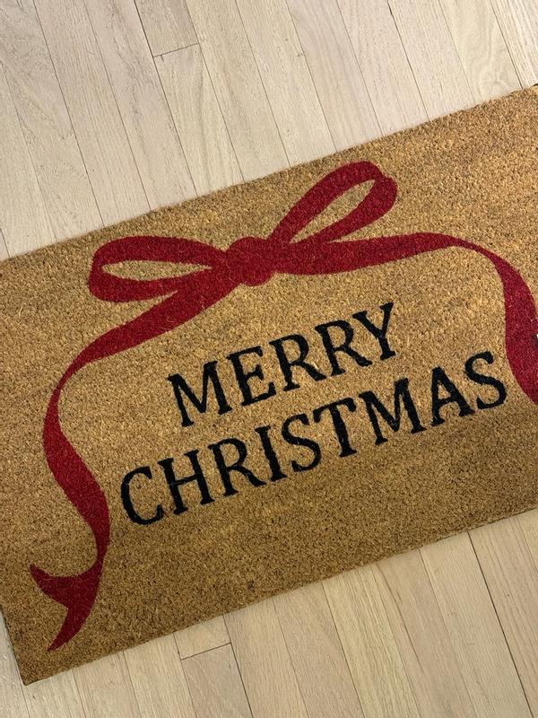 VCNY Home 18-in x 30-in Red Black Coir Non-Slip Grip Outdoor Winter ...