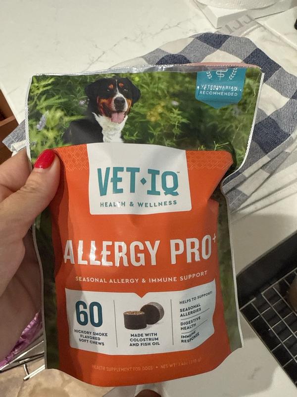 VetIQ Allergy Pro Supplement for Dogs, Hickory Smoke Flavored Soft Chew ...