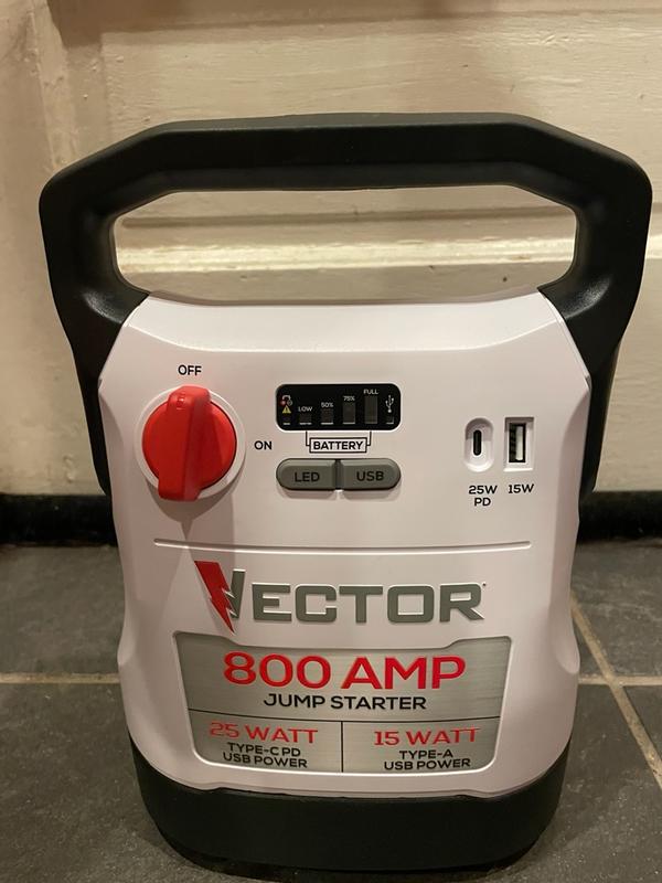 VECTOR 800 -Amp 12 -Volt Portable Car Battery Jump Starter in the Car ...