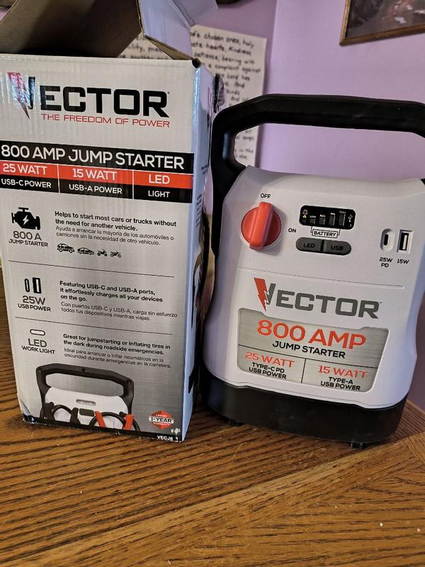VECTOR 800 -Amp 12 -Volt Portable Car Battery Jump Starter in the Car ...