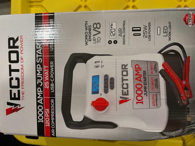 VECTOR 1000 -Amp 12 -Volt Portable Car Battery Jump Starter in the Car ...